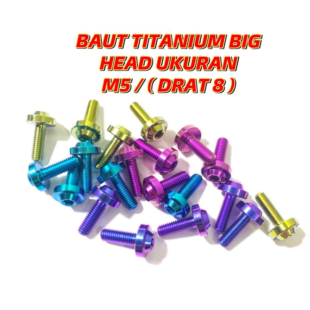 Jual BAUT TITANIUM M5 DRAT 8 UNTUK VISOR M5x15mm 5x25mm BIG HEAD | Shopee Indonesia