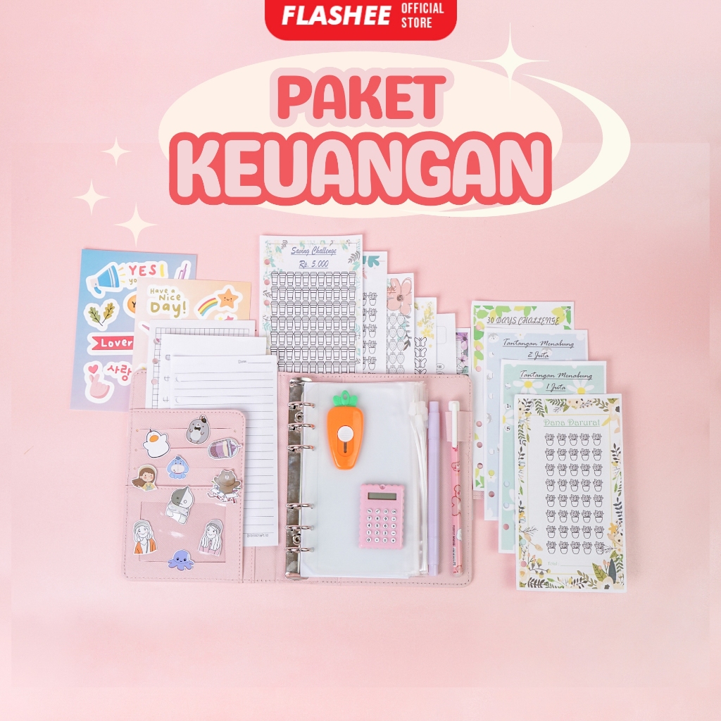 Jual Flashee Paket Binder A6 Keuangan Saving Challenge Lengkap Paket Menabung | Shopee Indonesia