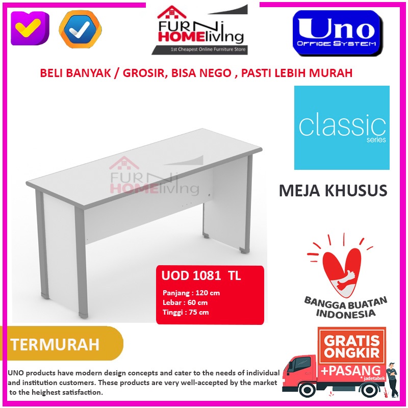 Jual UNO UOD 1081 TL Meja Tulis Meja Kantor Meja Kerja Tanpa Laci 120cm | Shopee Indonesia