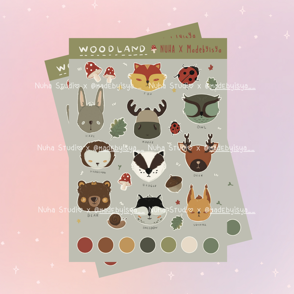 Jual Sticker by madebyisya__ | Woodland Hewan Binatang dalam hutan ...