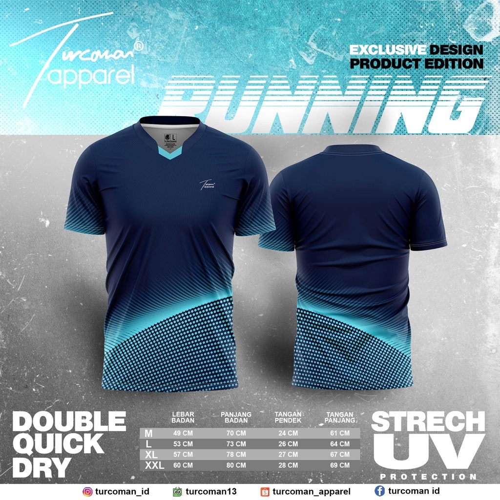 Jual Jersey kaos running dryfit fullprint kerah v neck lengan pendek ...