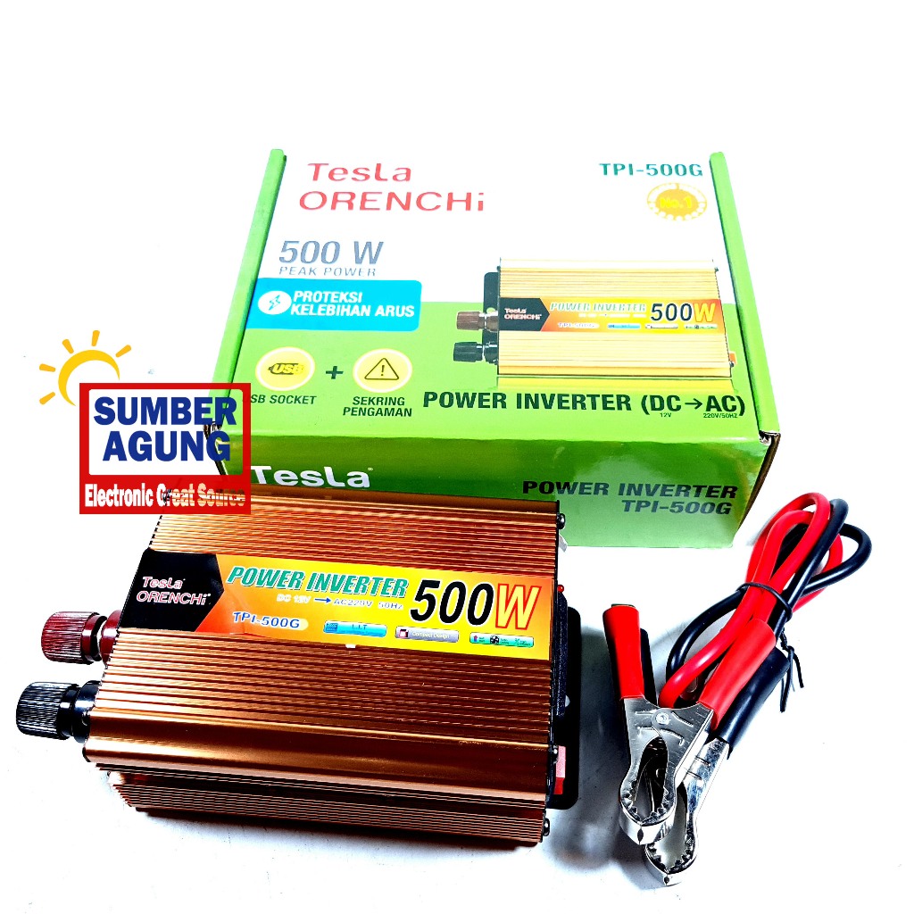 Jual Tesla TPI600G Power Inverter 500W Peak Power DC ke AC USB Socket ...