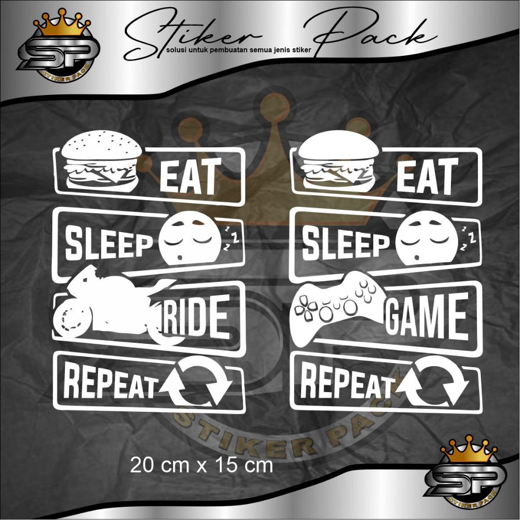 Jual STIKER EAT SLEEP GAME REPEAT STIKER LOGO KEREN | Shopee Indonesia