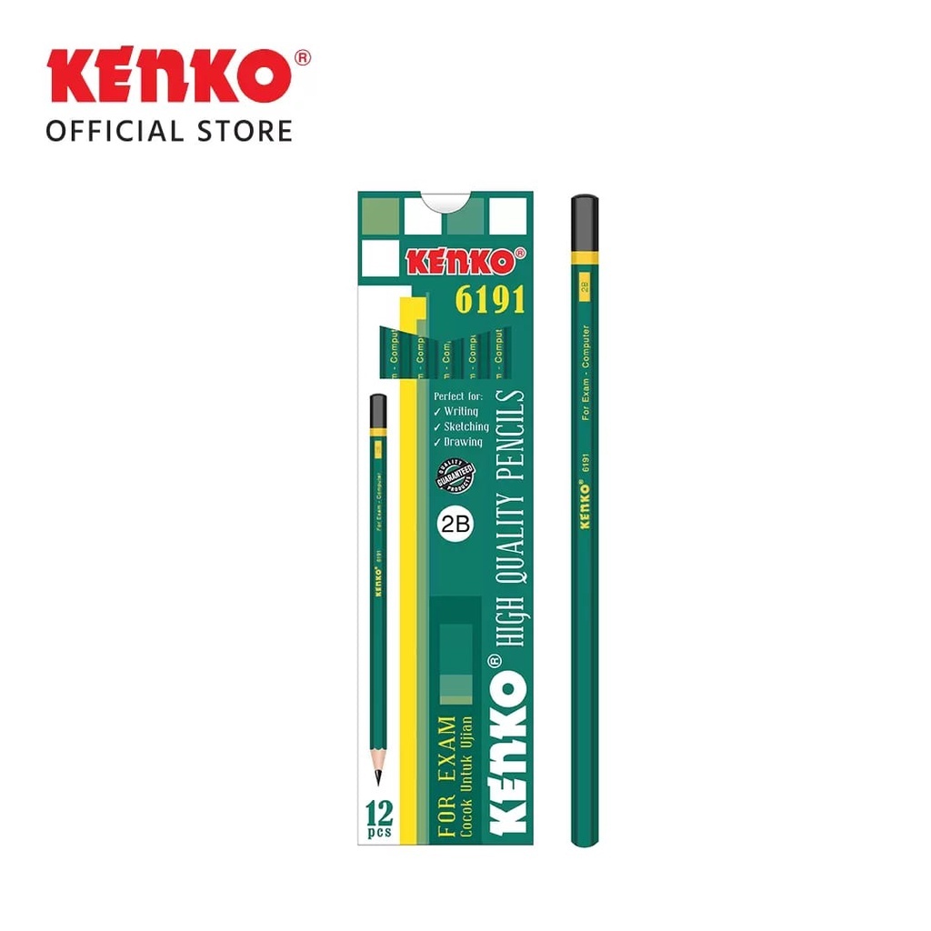 Jual Pensil Kayu 2B Kenko 6191 (12 pcs) | Shopee Indonesia