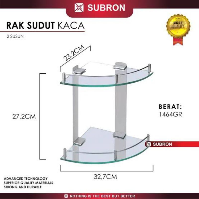 Jual Rak kaca sudut 2 susun / Rak sabun kaca sudut 2 tingkat / kaca ...