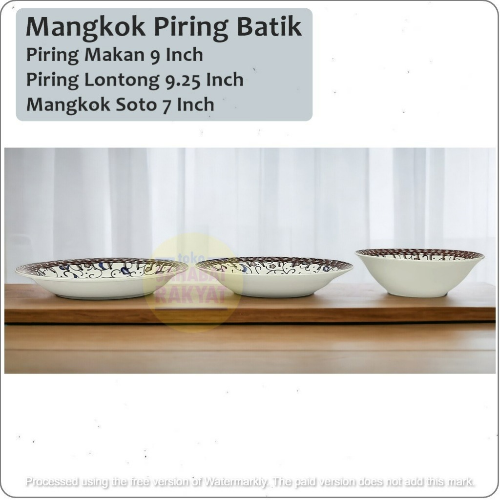 Jual Mangkok & Piring Makan Abstrak/Batik Morito Keramik 7 Inch/9.25 ...