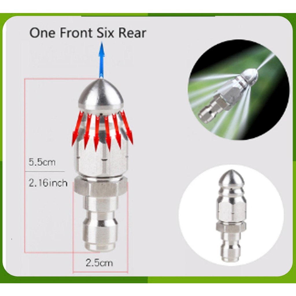 Jual 1/4" Kepala Nozzle Jet Cleaner 7 Lubang Jetter Nozzle Stainless ...