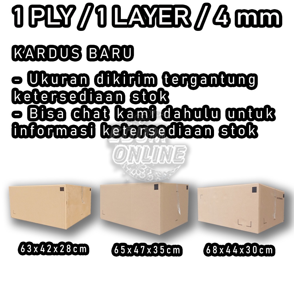 Jual Kardus Polos 2 layer 1 layer Kuat Tebal Box Pindahan Dynaplast 58x34x32 Kantor 1ply 2ply ...