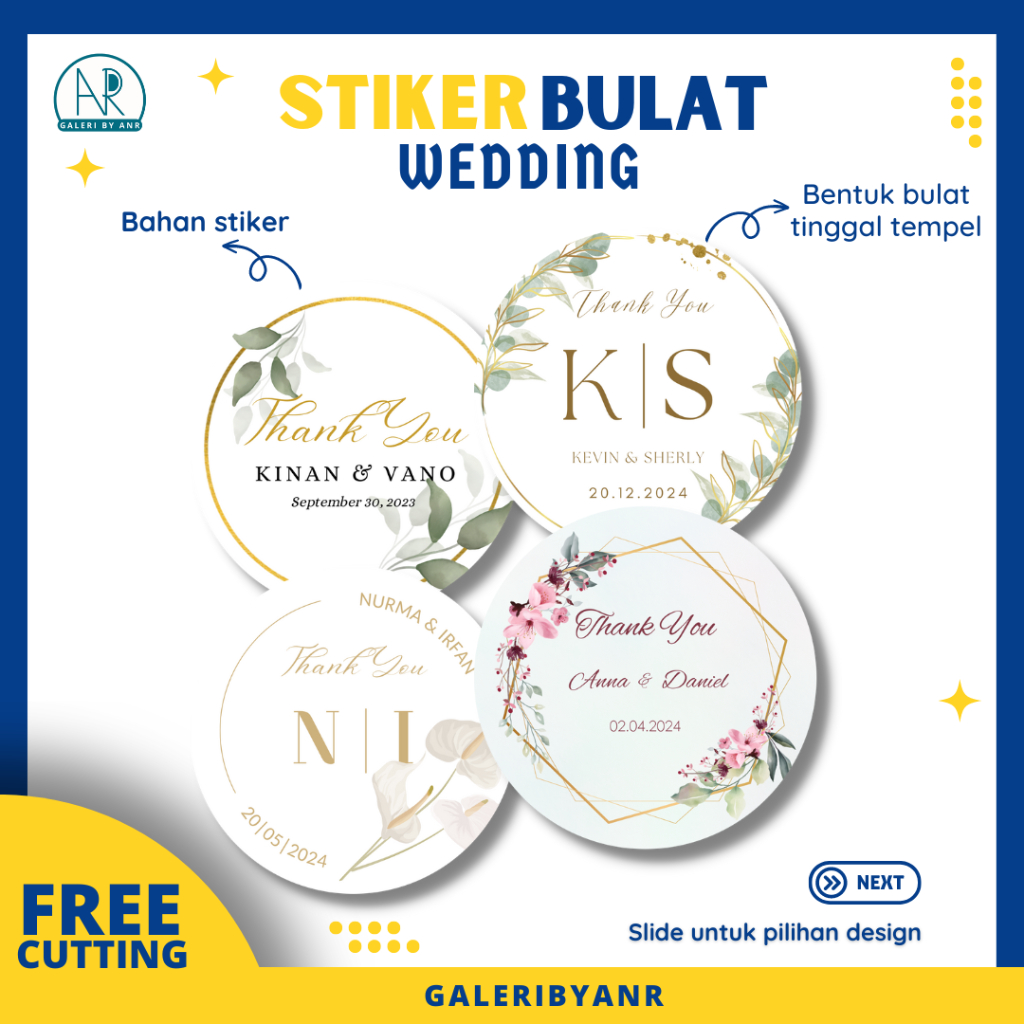 Jual D47 Sticker bulat wedding custom | Label tempelan terima kasih ...