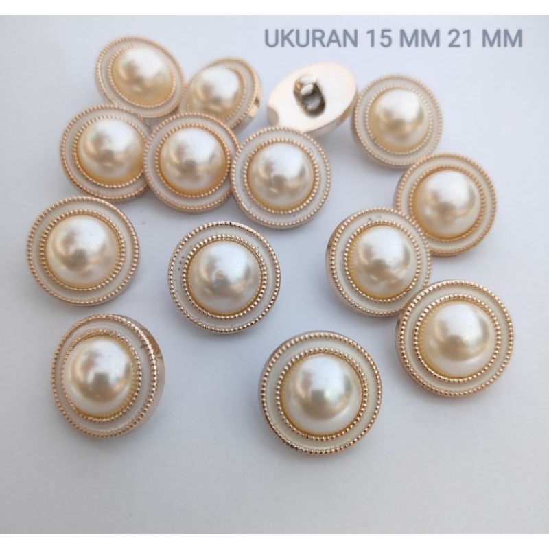 Jual 100 Pcs Kancing Jamur Mutiara Putih Timbul List Garis Ukuran 15 mm ...