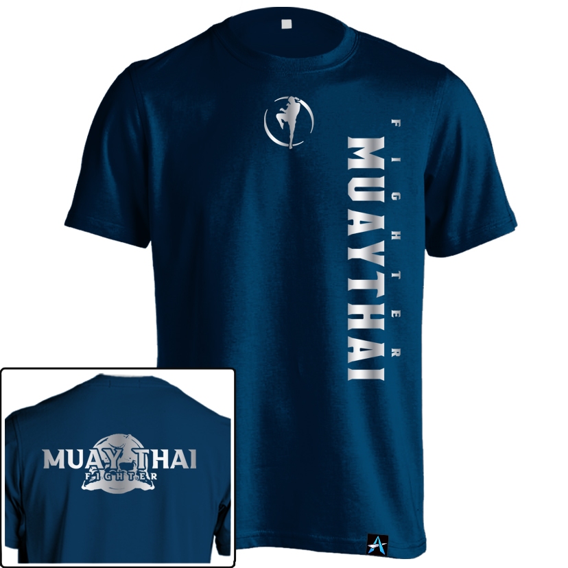 Jual Kaos Muay Thai Fighter Navy Silver YL-165 Baju Muaythai kick ...