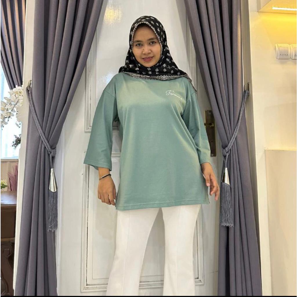 Jual Atasan Baju Kaos Oversize Wanita Muslim Top Basic Polos Premium Terbaru Kekinian Atasan ...