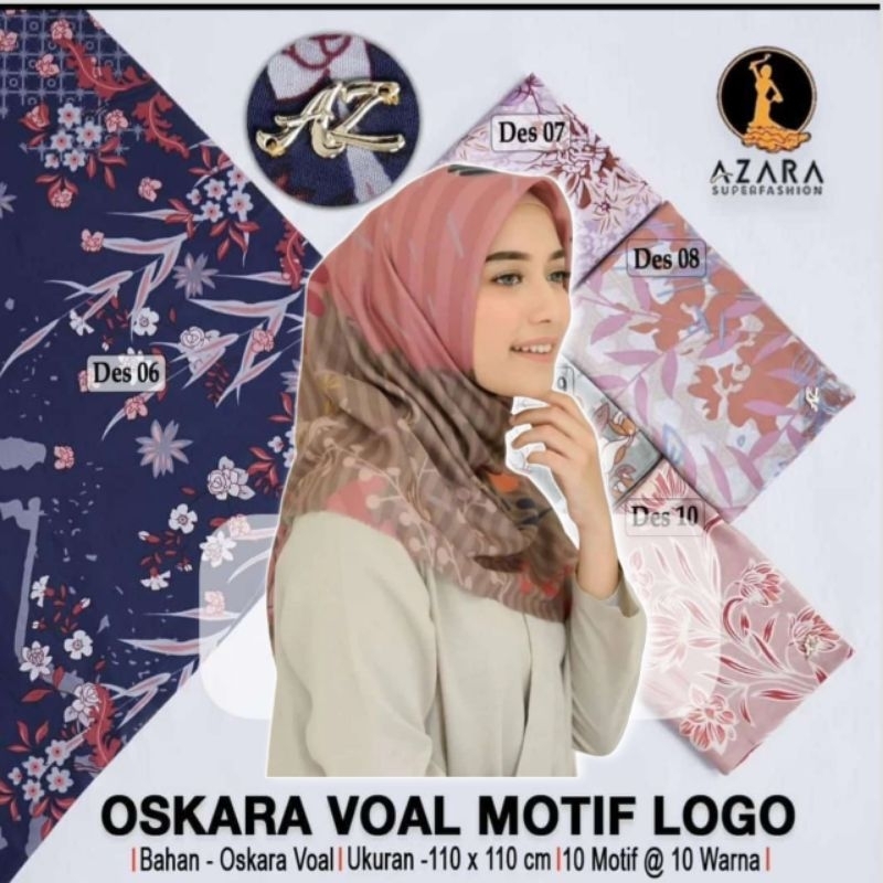 Jual PART 2 Hijab jilbab kerudung azara segi empat Motif Metal Logo ...