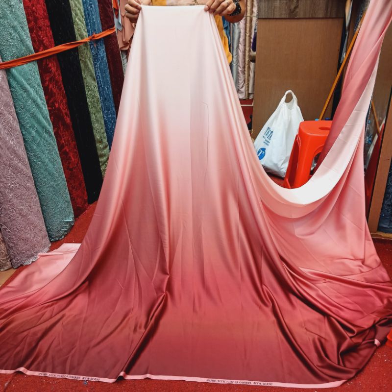 Jual kain armani gradasi/satin gradasi/armani gradasi/bahan kain ombre ...