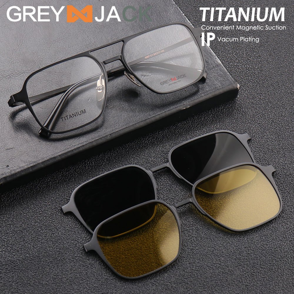Jual Grey Jack Kacamata Clip On 3in1 Free Lens Polarized Night Drive Model Aviator Kotak Ringan ...