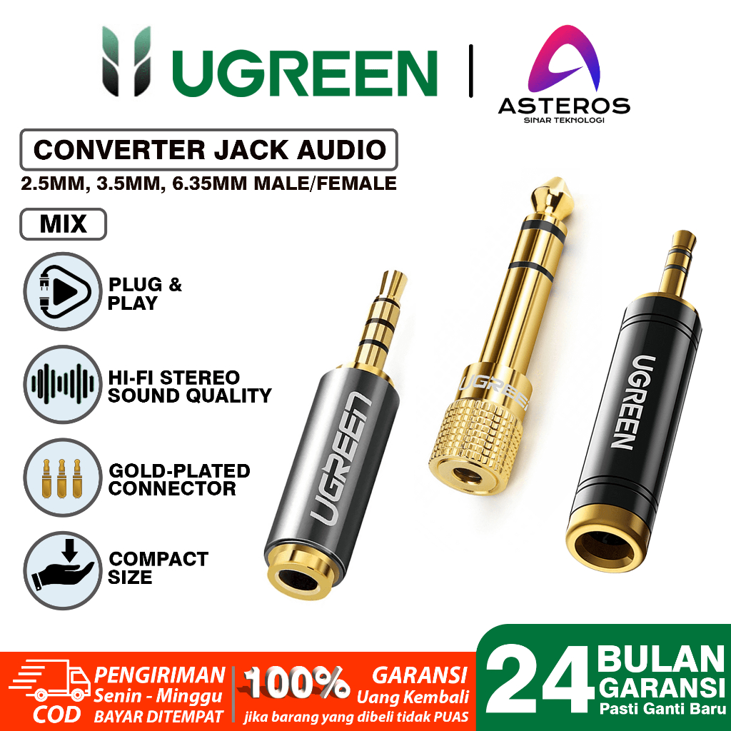 Jual UGREEN Kabel Audio Jack 3.5mm to 6.35mm / 6.5mm & 2.5mm Male / Female Audio Adapter ...