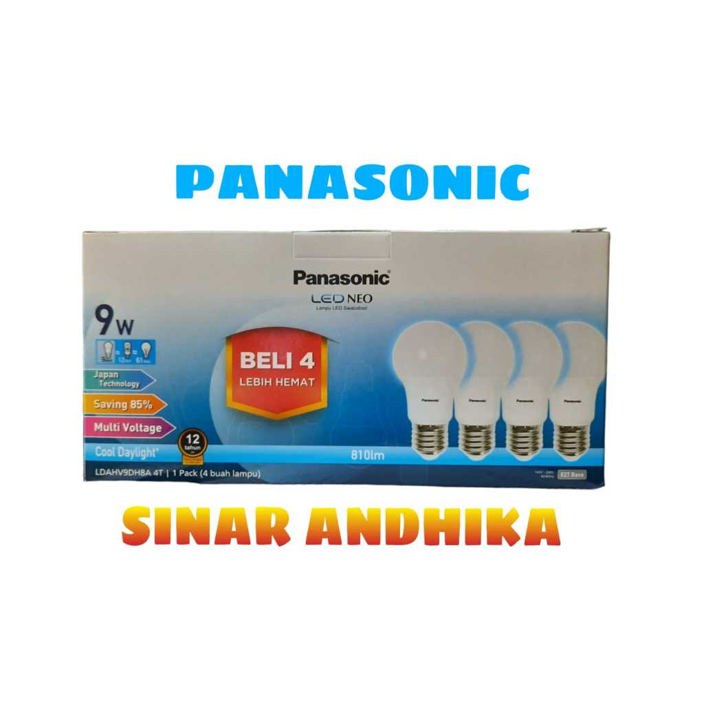 Jual Lampu Led Buld Panasonic Pack Isi 4 Pcs 9 Watt | Shopee Indonesia