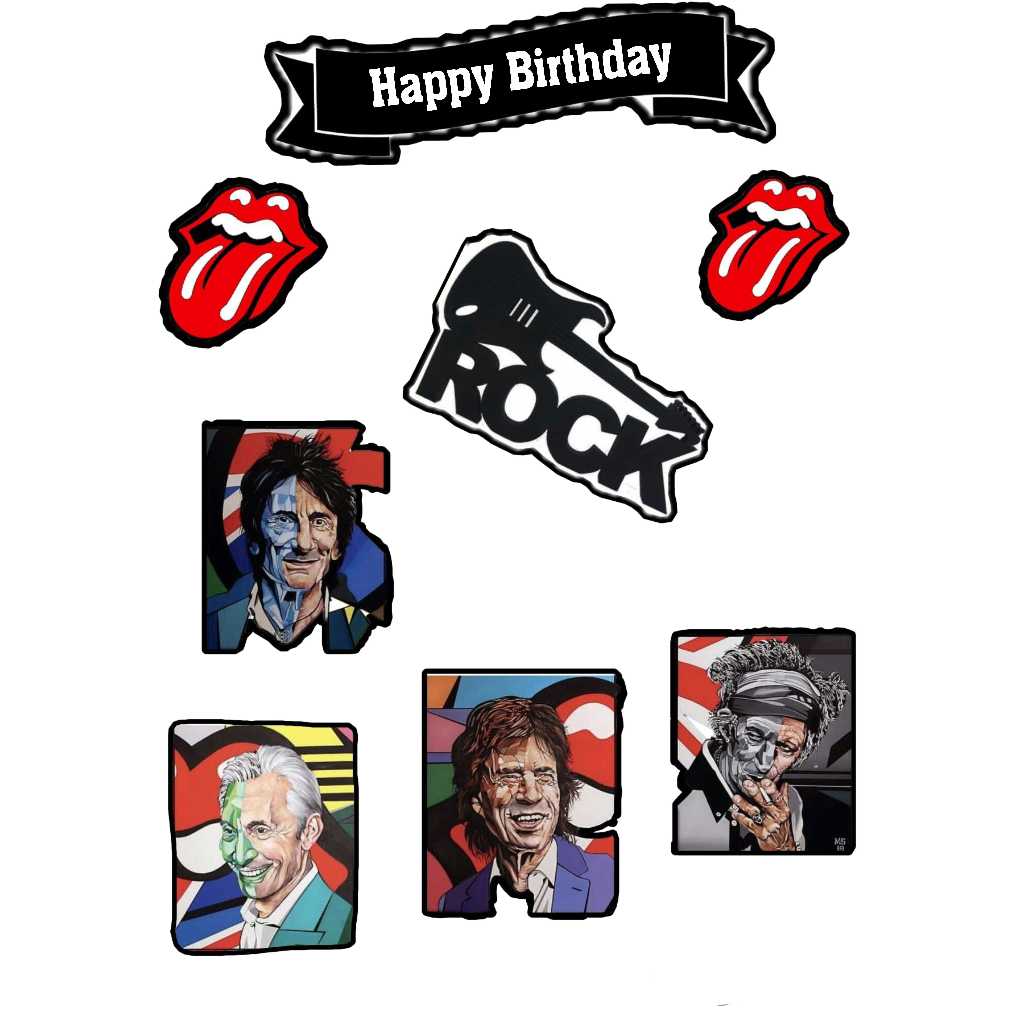 Jual TOPPER CAKE CUSOM TOPPER ULANG TAHUN / HIASAN KUE ROLLING STONES ...