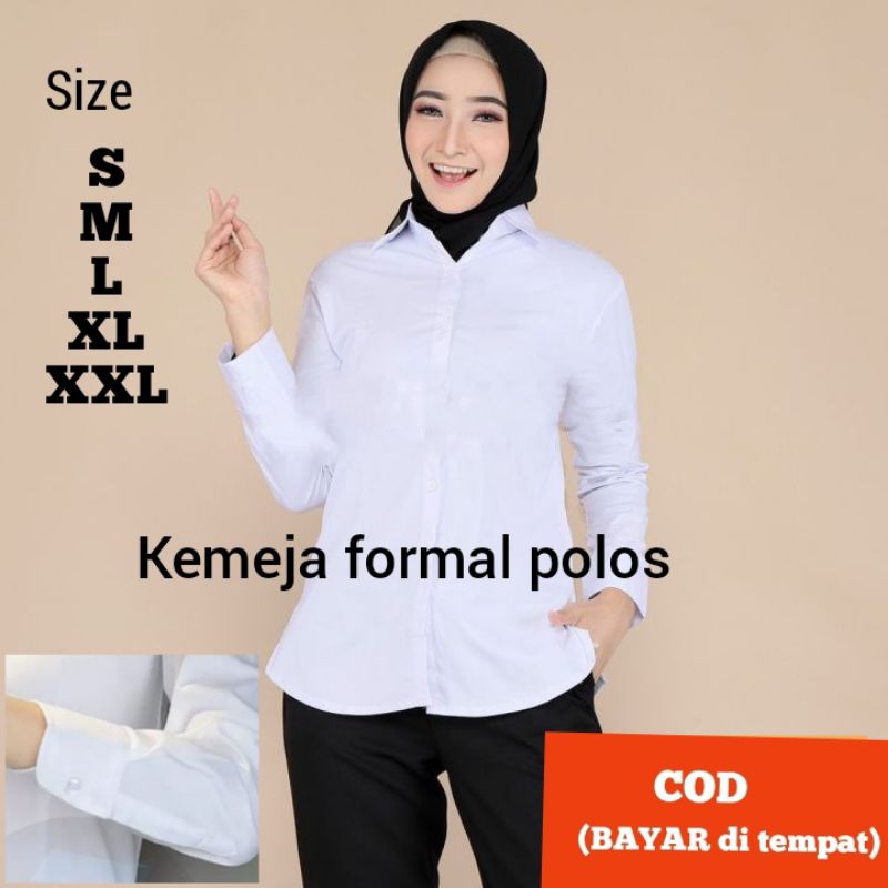 Jual kemeja putih lengan panjang wanita terbaru,baju atasan putih ...