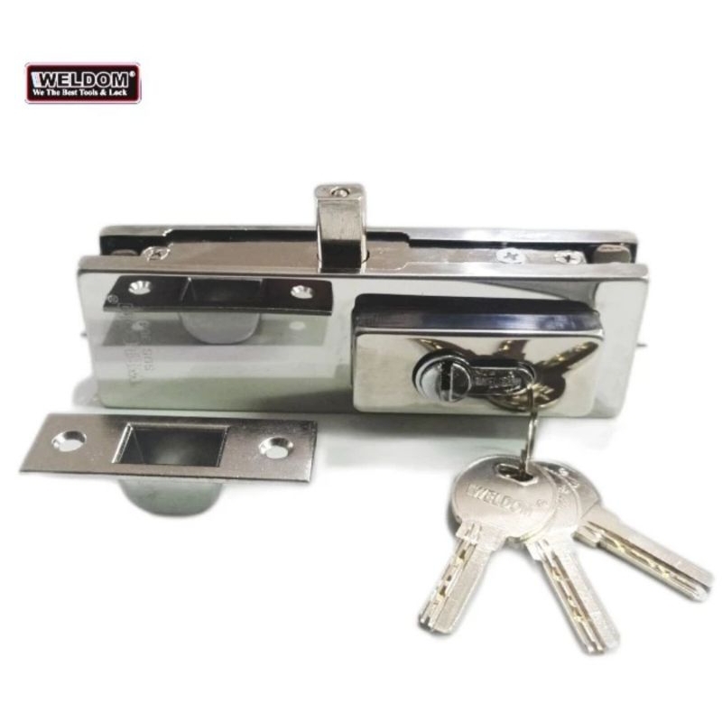 Jual Kunci Pintu Kaca Bawah US 10/Patch Fitting Kaca US10+Cylinder ...