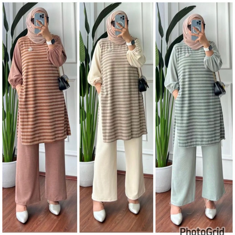 Jual setcel kaos knit aster oversize setcel wanita setelan celana ...