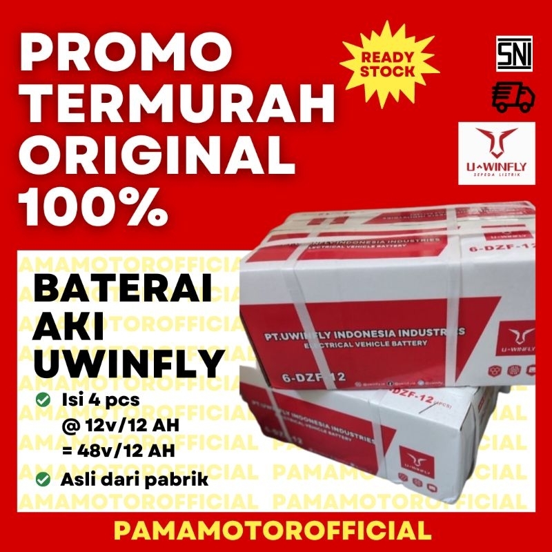 Jual Battery Aki Uwinfly 48v/12ah (1 set isi 4) | Shopee Indonesia