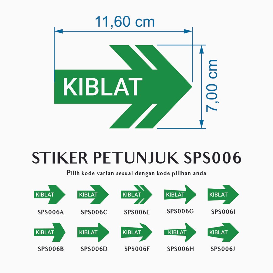 Jual Stiker tanda arah jalan kiblat wall sticker dinding panah rambu ...