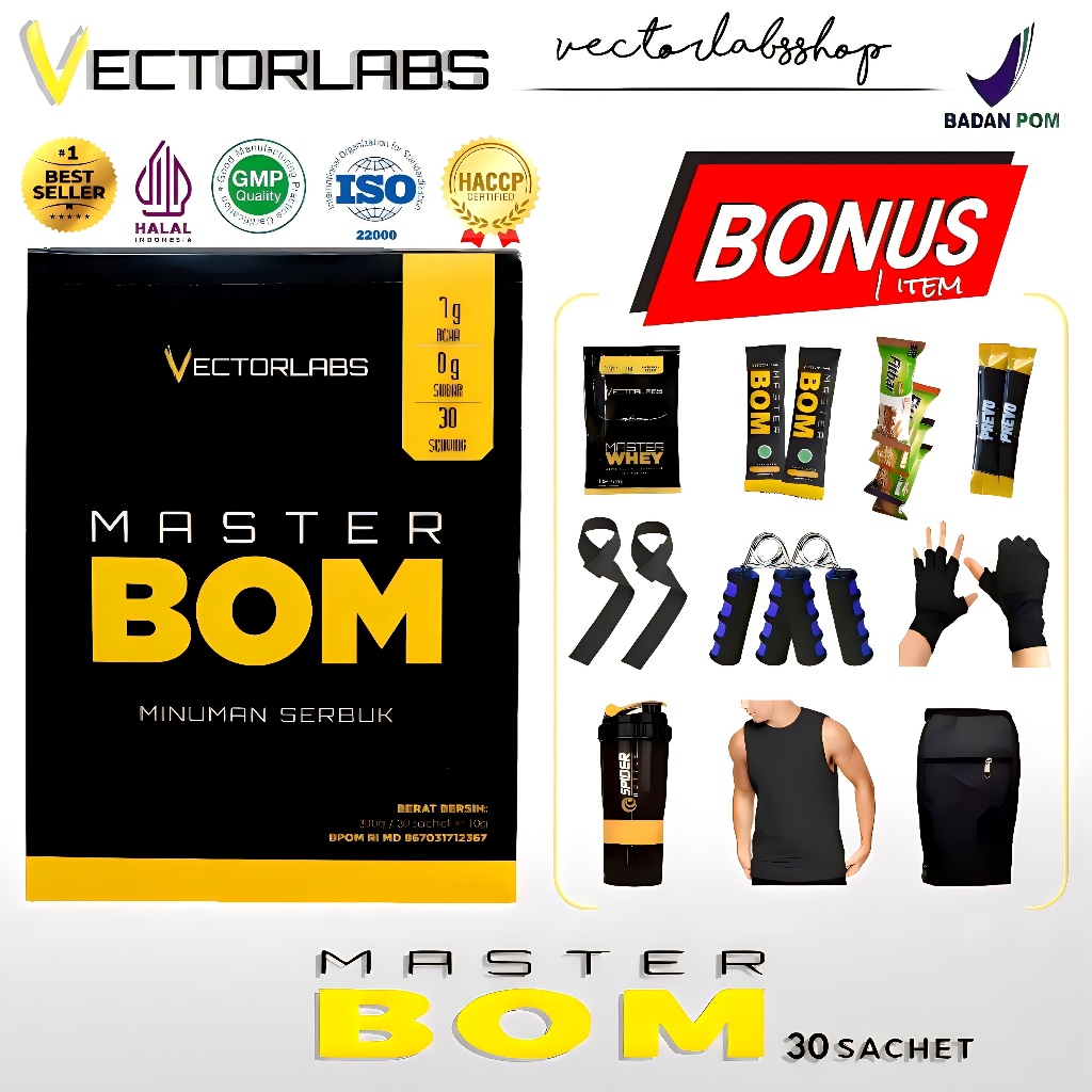 Jual Vectorlabs Master BOM 1 Box 30 sachet BCAA Protein Post Workout | Shopee Indonesia
