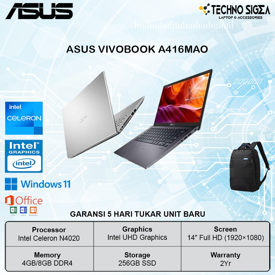 Jual ASUS Vivobook 14 A416MAO N4020 8GB 256GB 14.0 FHD | Shopee Indonesia