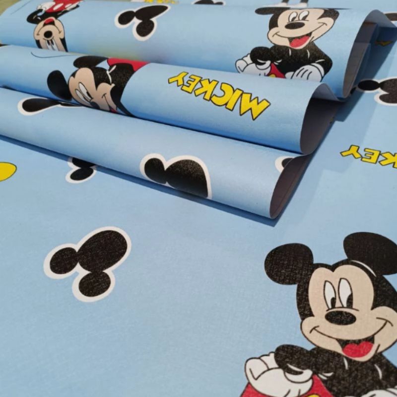 Jual Wallpaper Sticker Dinding Karakter MICKEY MOUSE Biru Muda Dekorasi ...