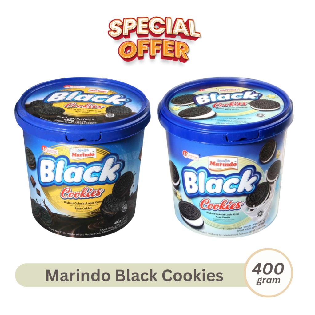 Jual Marindo Black Cookies 350gram Coklat Vanila Biscuits Lebaran ...