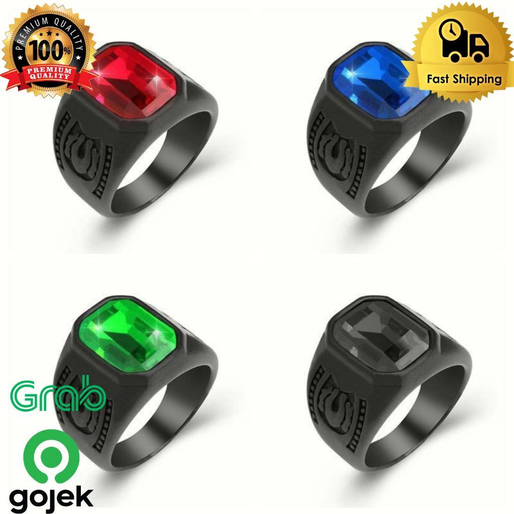 Jual Cincin batu hitam pria merah safir biru ruby sapphire stone ring ...