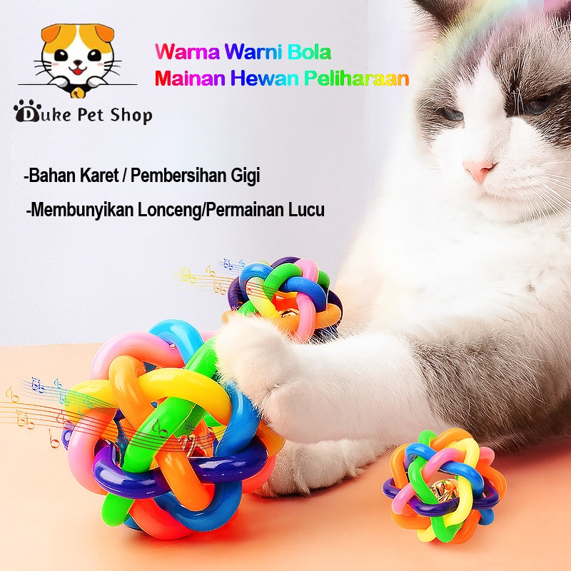 Jual mainan kucing bola tujuh warna berlonceng hewan peliharaan Mainan ...