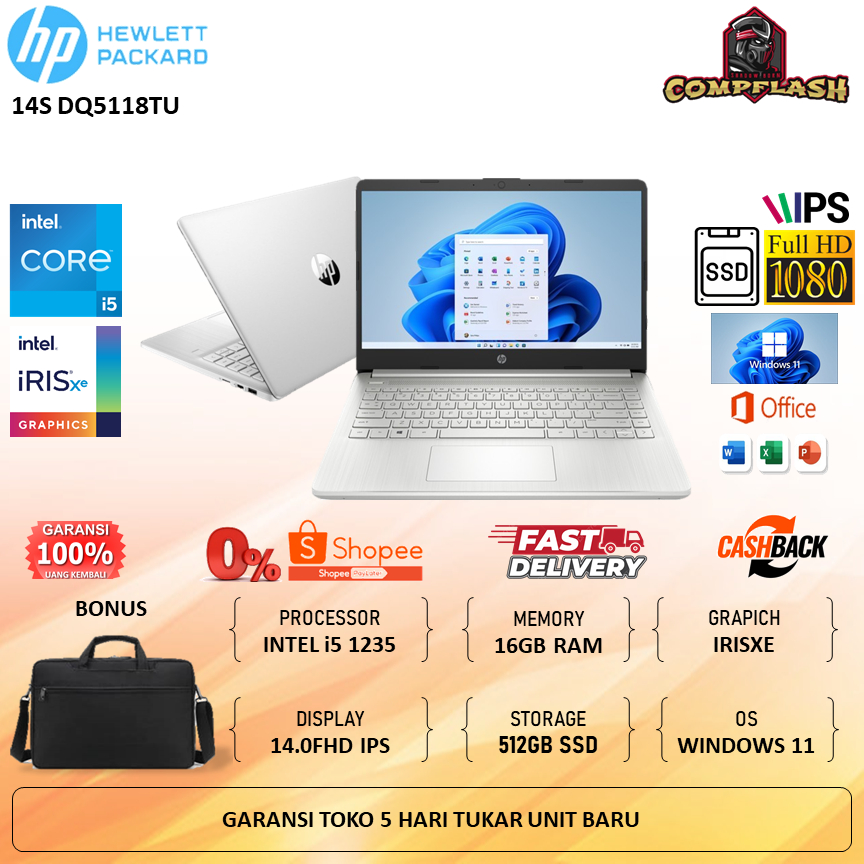 Jual HP 14S DQ5152TU INTEL CORE i5 1235 RAM 16GB 512GB SSD WINDOWS 11 ...