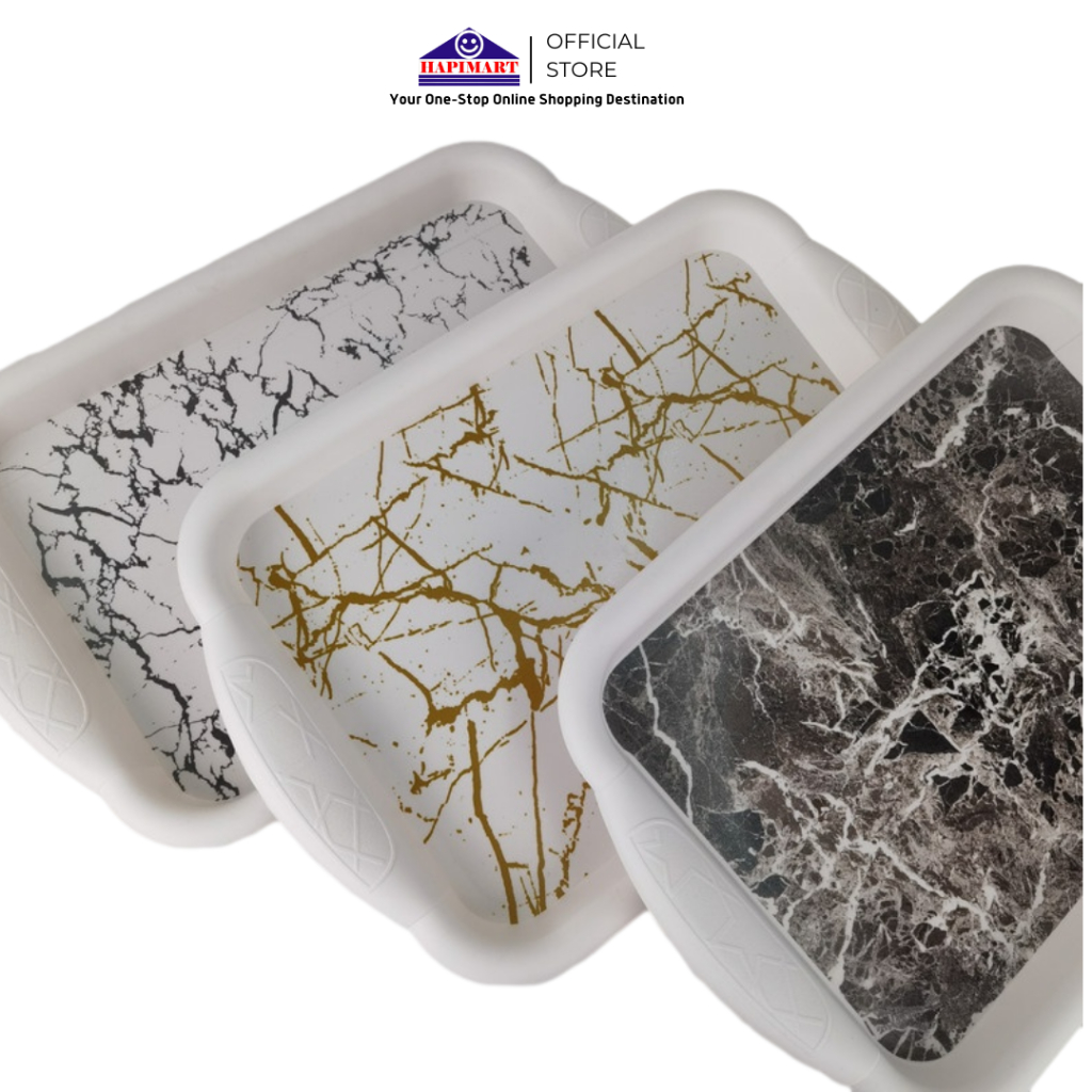 Jual Tray Baki Plastik Rectangle Marble Estetic Tray Baki Multifungsi ...