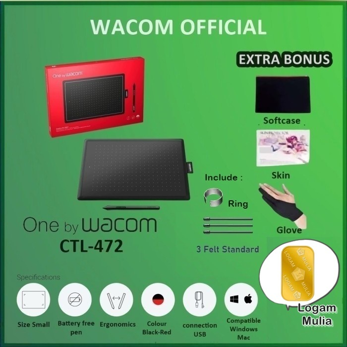 Jual Wacom One by CTL-472/K0-CX Creative Pen Tablet CTL472 CTL 472 K0 ...