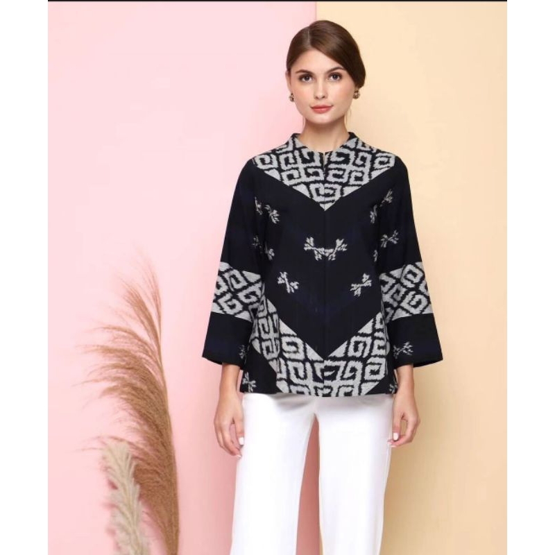 Jual Blouse Tenun Wanita Blus Tenun Blanket Etnik Jepara (TANPA FURING ...