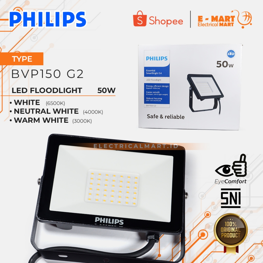 Jual PHILIPS PHILIPS BVP150 G2 Essential SmartBright Lampu Sorot LED 50W | Shopee Indonesia
