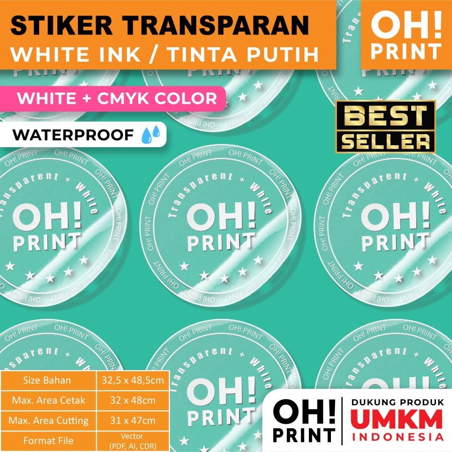 Jual Cetak Stiker Transparan A3+ Tinta Putih | Sticker White Ink ...