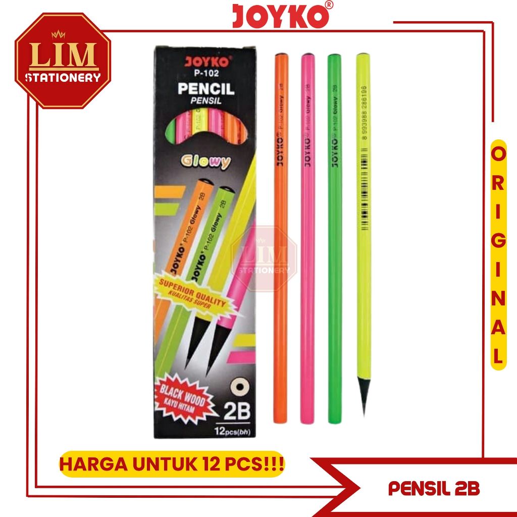 Jual Pensil Joyko 2B P102 Glowy Pencil 2B (12 Pcs) | Shopee Indonesia