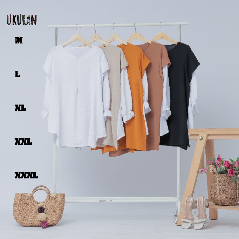 Jual Bilza.store Olivia two in one tunik cringkle air flow / tasan ...