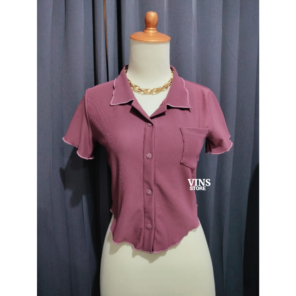 Jual VINEST - Crop top Luna knit premium / atasan wanita korea knit premium | Shopee Indonesia