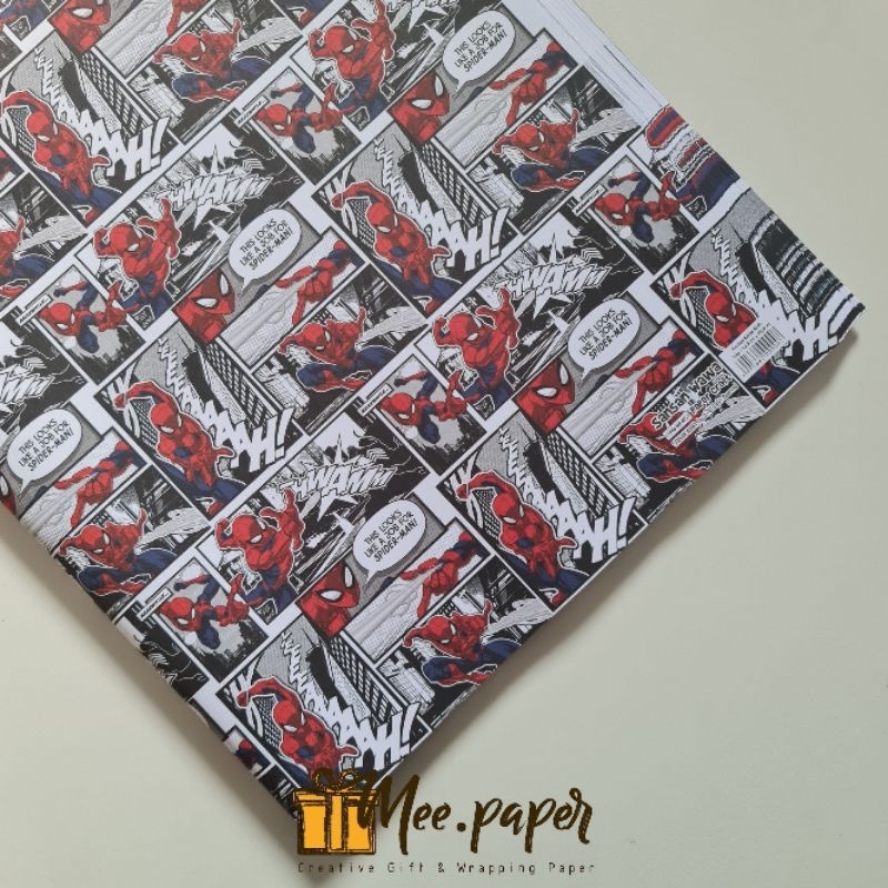 Jual Kertas Kado Sansan Wawa Motif Superhero Spiderman Komik, Bungkus ...