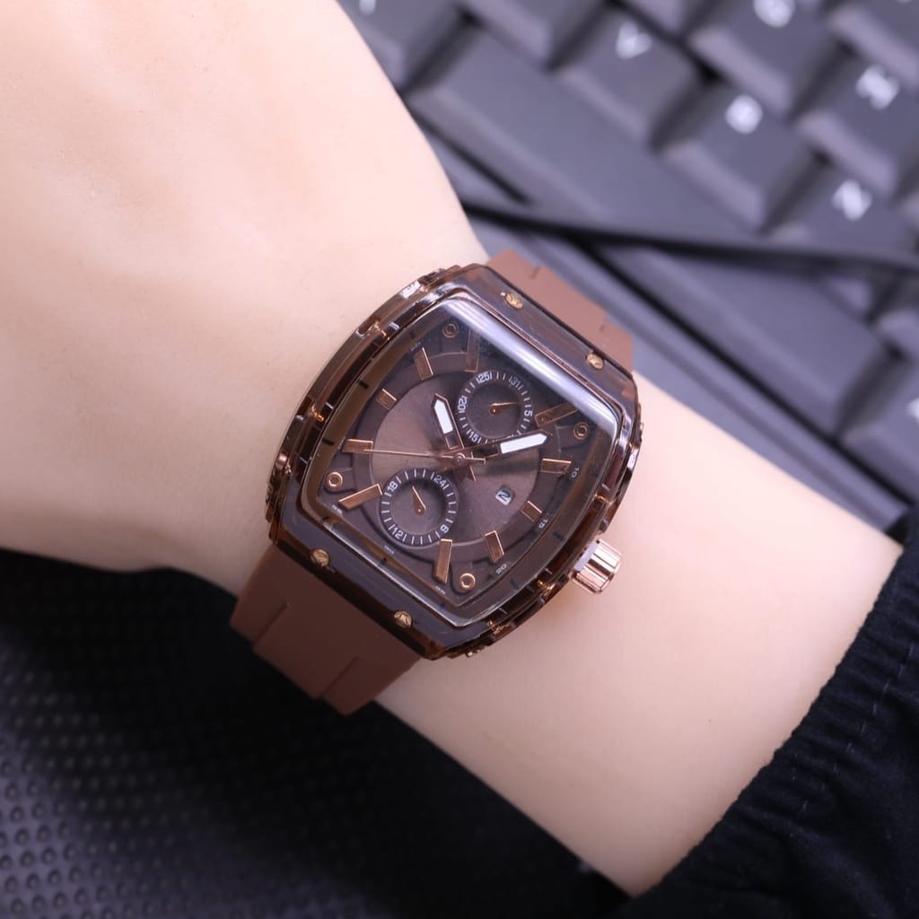 Jual ( BISA COD ) JAM TANGAN WANITA FOXXIL 8761 RUBBER KARET TANGGAL ...