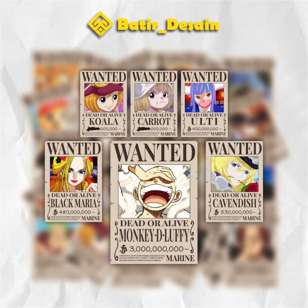 Jual Koleksi Poster A4 Anime One Piece A - Bounty Wanted Luffy Zoro ...