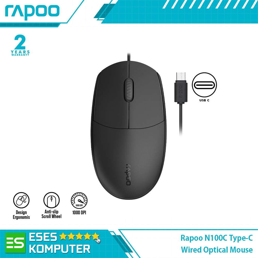 Jual Mouse RAPOO N100C Wired USB Type C | Shopee Indonesia