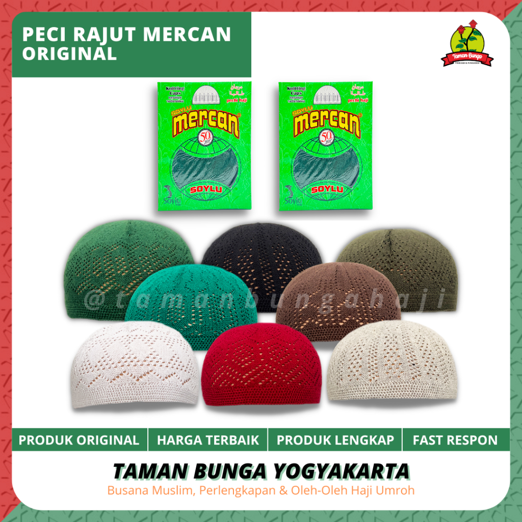 Jual KOPYAH RAJUT MERCAN SERI WARNA / KOPYAH PECI POLOS / MERCAN ASLI ...