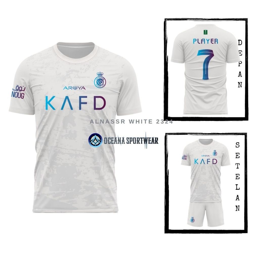 Jual Jersey Bola Al Nassr Third 3d White Putih Terbaru 2023 2024 Full