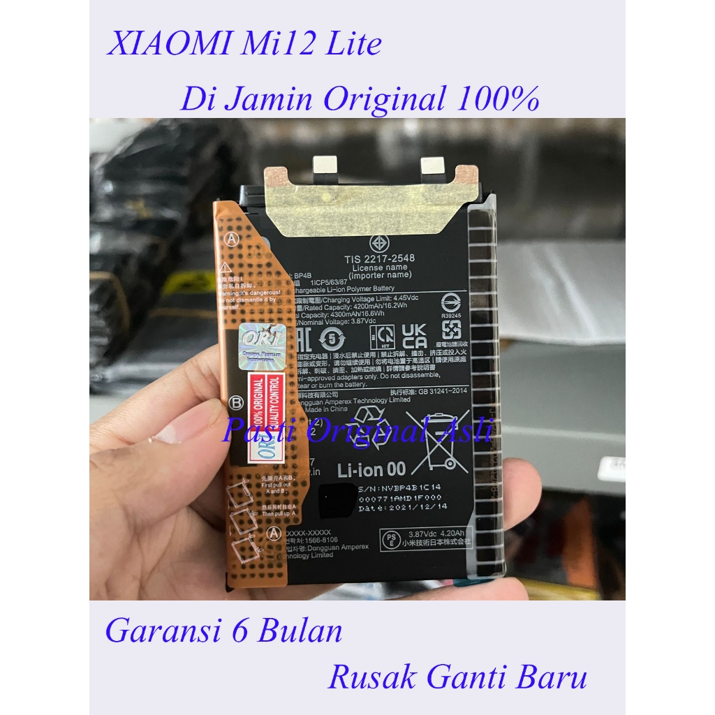 Jual Baterai battery XIAOMI Mi12 Lite Mi 12 Lite BP4B Original 100% ...