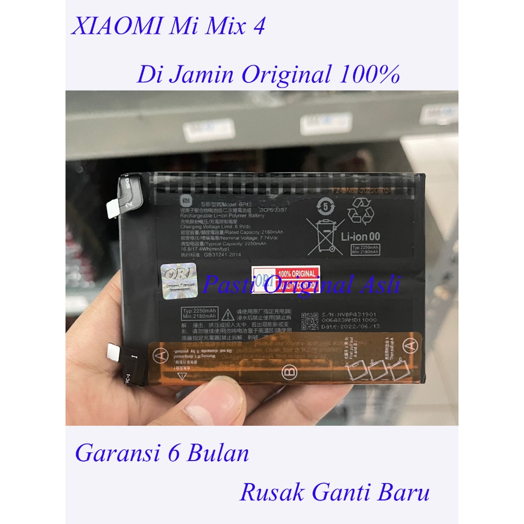 Jual Baterai Battery XIAOMI Mi Mix 4 Mi Mix4 BP43 Original 100% | Shopee Indonesia